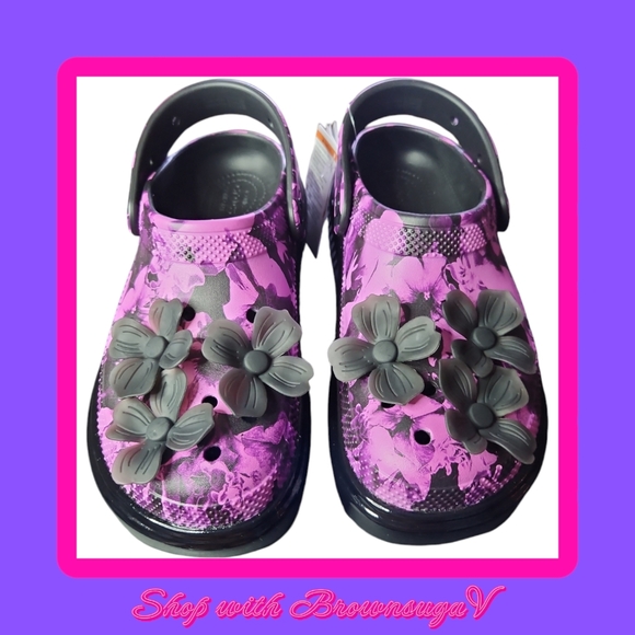 CROCS | Shoes | Stomp Hyper Floral High Shine Clog | Poshmark